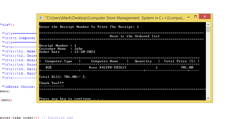 Computer Store Management System In C With Source Code Sourcecodester